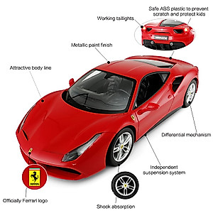 RASTAR Ferrari 488 GTB Model, 1/14 Scale Ferrari Remote Control Car for Boys 8-12 - RED