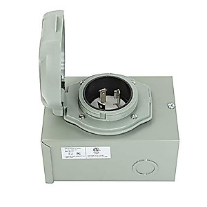 BLACKHORSE-RACING 30 Amp 125 Volt RV Power Inlet Box, NEMA L5-30 3-Prong Power Inlet Box, 30A Camper RV Power Generator Outdoor Power Box for Camper RV
