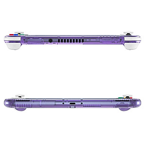 eXtremeRate Clear Atomic Purple DIY Replacement Shell for Nintendo Switch Lite, NSL Handheld Controller Housing w/Screen Protector, Custom Case Cover for Nintendo Switch Lite