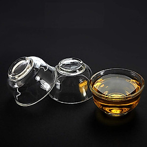 Teacups 1.3oz/40ml Clear Borosilicate Insulated Glass Traditional Chinese kung Fu Tea Cups for Drinking Tea, Wine whisky Liquor and Spirits Water,Set of 10