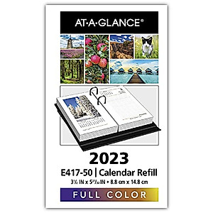 AT-A-GLANCE 2023 Daily Desk Calendar Refill, 3-1/2" x 6", Standard, Loose Leaf, Photographic (E41750)