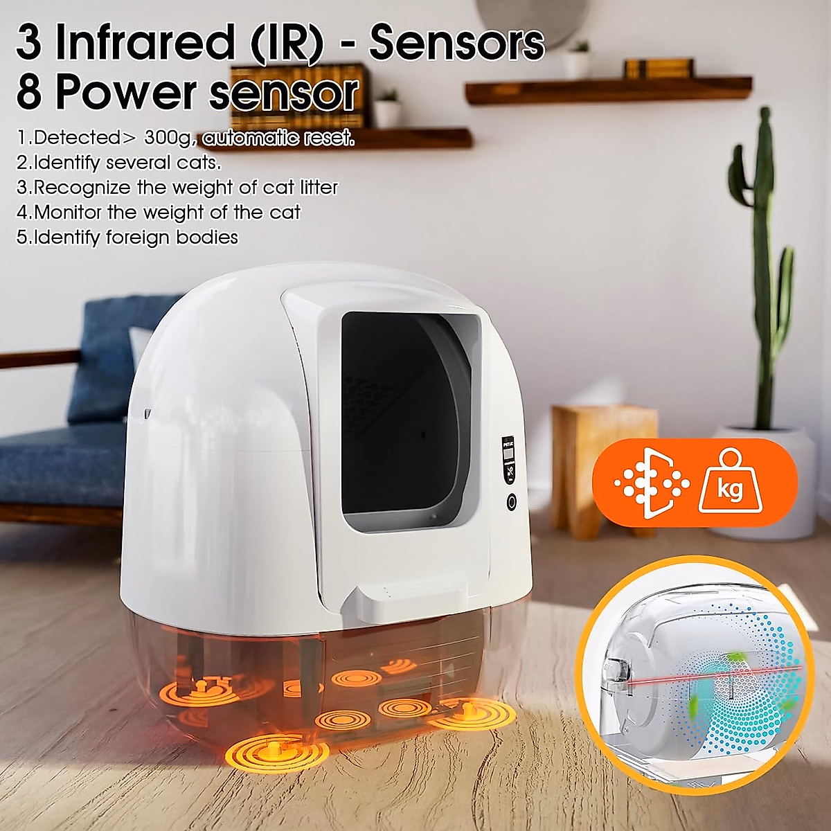 TAKOYI Self Cleaning Litter Box with APP Control, Large Capacity Smart Automatic Cat Litter Boxes for Multiple Cats, Odor-Removal/Health Monitor, with Garbage Bags/Cat Litter Scoop