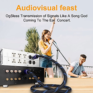 Monosaudio 12AWG Audiophile Power Cord HiFi Power Cable 125V 15A with Rhodium Plated Plug Braided Sleeve Audio Power Cable for Power Filters/Turntables/Amplifiers/CD&DAC Player(6.6FT/2M)