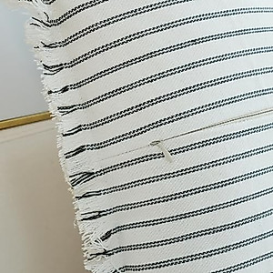 JOJUSIS Pack of 2 Striped Throw Pillow Covers with Fringe for Sofa Couch Bedroom Farmhouse Pillowcase 18 x 18 Inch Black