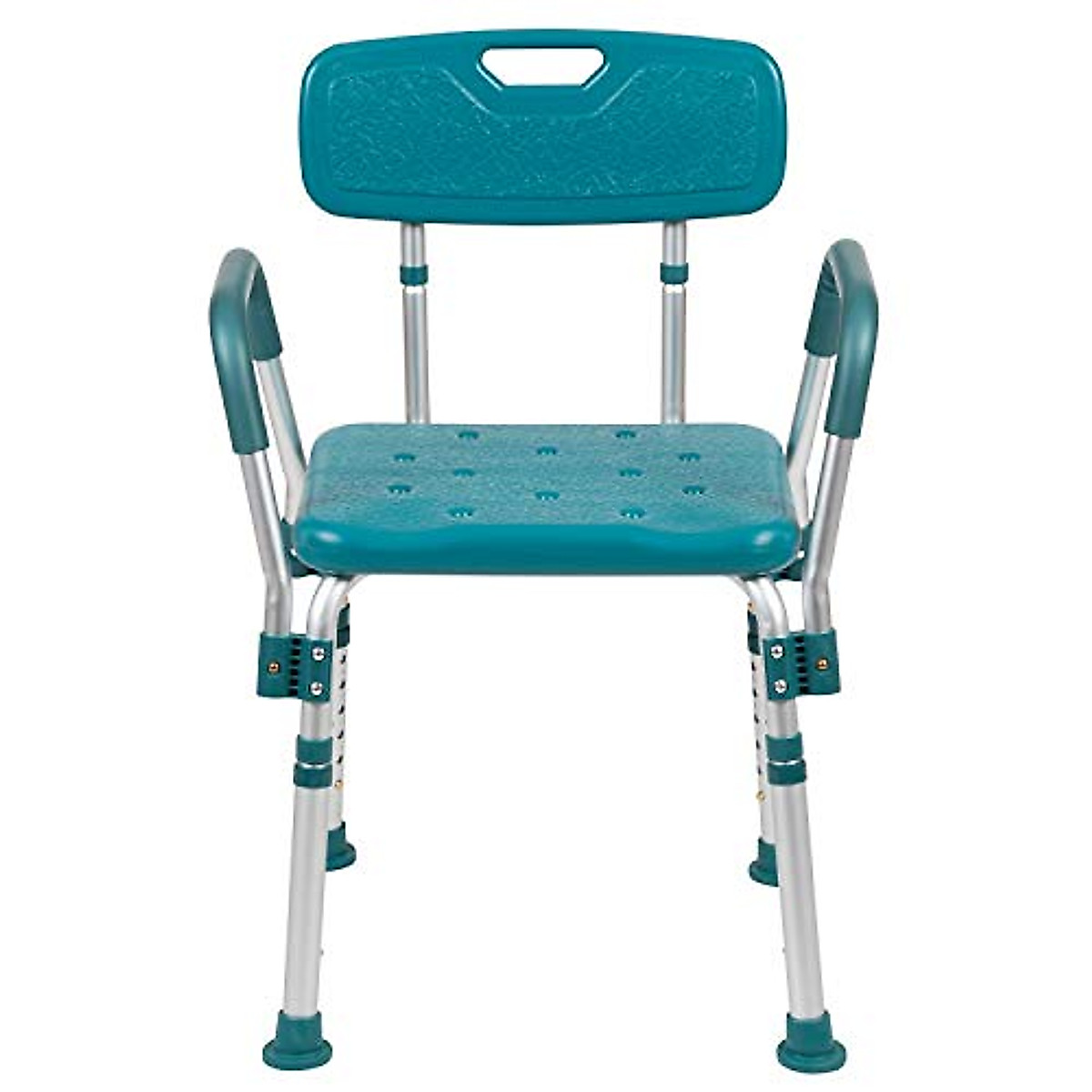 Flash Furniture HERCULES Series 300 Lb. Capacity Adjustable Teal Bath & Shower Chair with Quick Release Back & Arms