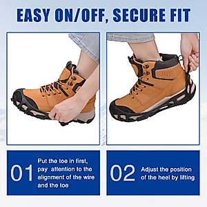 Ice Snow Traction Cleats Crampons for Boots Shoes Non-Slip Overshoe Walk Traction Cleat for Walking on Snow and Ice 24 Steel Ice Cleats for Men Women Kids Jogging Hiking (1 Pair, Size S)