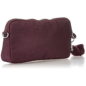 Kipling Womens Women's Emilia Wristlet, Organisational Compartments, Adjustable Strap, Zip Closure, Nylon Crossbody Bag, Dark Plum Tonal, 7.5 L x 4.125 H 1.5 D US