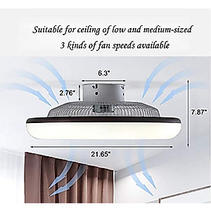 Modern Ceiling Fan with Lights,Adjustable Speed,Remote Control, 22 inch Invisible Acrylic Dimmable Lighting Fan Chandelier for Bedrooms Workout Room in White