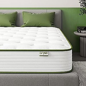 Crystli Full Size Mattress 10 Inch Memory Foam Mattress Hybrid Bed Mattress with Wrapped Innersprings CertiPUR-US Certified Medium Firm Bed-in-a-Box Pressure Relieving Supportive Full Mattress