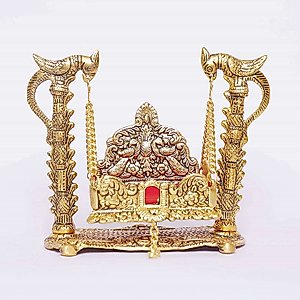Beautiful Metal Swing Laddu Gopal Jhula for Home Decor Showpiece Gift 6inch Approx.