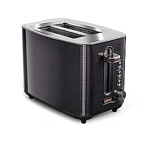 Crux 2-Slice Toaster with 6 Setting Shade Control, Black Stainless Steel