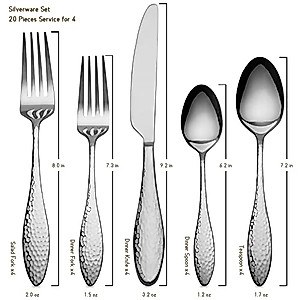 Alata Emma 20-Piece Silverware Set,18/10 Stainless Steel Flatware Set,Service for 4,Mirror Polished Cutlery Set,Dishwasher Safe