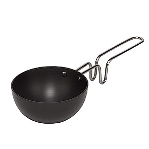 WhopperOnline Essential Non-stick Hard Anodized Tadka Frying Pan with Wire Handle, Spice Heating Pan, Temper Pan - Black, 11 inch