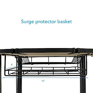 Atlantic Eclipse Gaming/Studying/Working Desk, Durable Carbon Fiber Laminated Desktop, Heavy-Duty All-Steel Legs, Integrated Speaker Stands, Gadget Storage, Cable Management, PN 82050334 - Black
