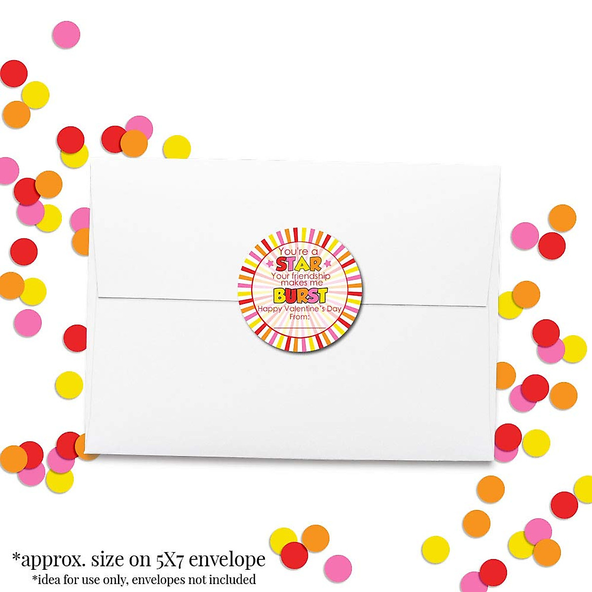 You’re a Star Fruit Chew Themed Valentine Party Favor Sticker Labels for Kids, 40 2" Party Circle Stickers by AmandaCreation, Great for Classroom Valentines, Envelope Seals, Gifts & Treats