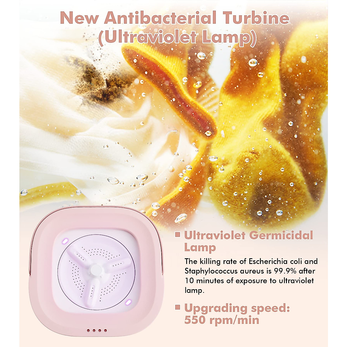 Portable Washing Machine Mini Washer with Drain Basket, Foldable Small Washer for Underwear, Socks, Baby Clothes, Towels, Delicate Items (White)