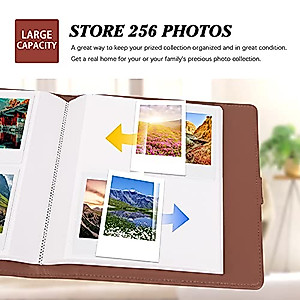 256 Photos Album for Fujifilm Instax Mini Camera, Polaroid 2”x3” ZINK Pictures, 2x3 Photo Album Book for Fujifilm Instax Mini 11 12 9 90 70 40 8 Instant Camera, Polaroid Snap PIC-300 Z2300 Camera (Brown)