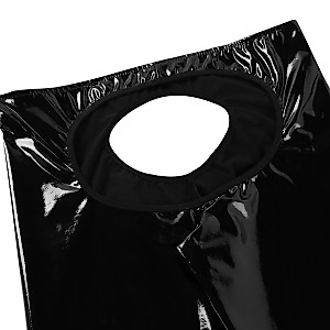 TiaoBug Men's Wet Look PVC Leather Hollow Pouch Tight Pants Leggings Trousers Black 3X-Large