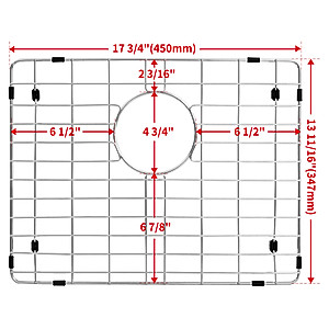 MONSINTA Kitchen Sink Grid and Sink Protectors for Kitchen Sink, Stainless Steel Sink Grids for Bottom of Kitchen Sink, 17 3/4" x 13 11/16" with Rear Drain for Single Sink Bowl, Sink bottom grid