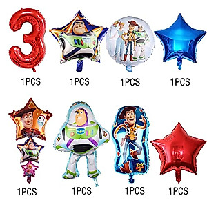 Toy Inspired Story Party Supplies Toy Story 3rd Birthday Foil Balloons for Kids 3rd Birthday Baby Shower Party Decorations (3rd Birthday)