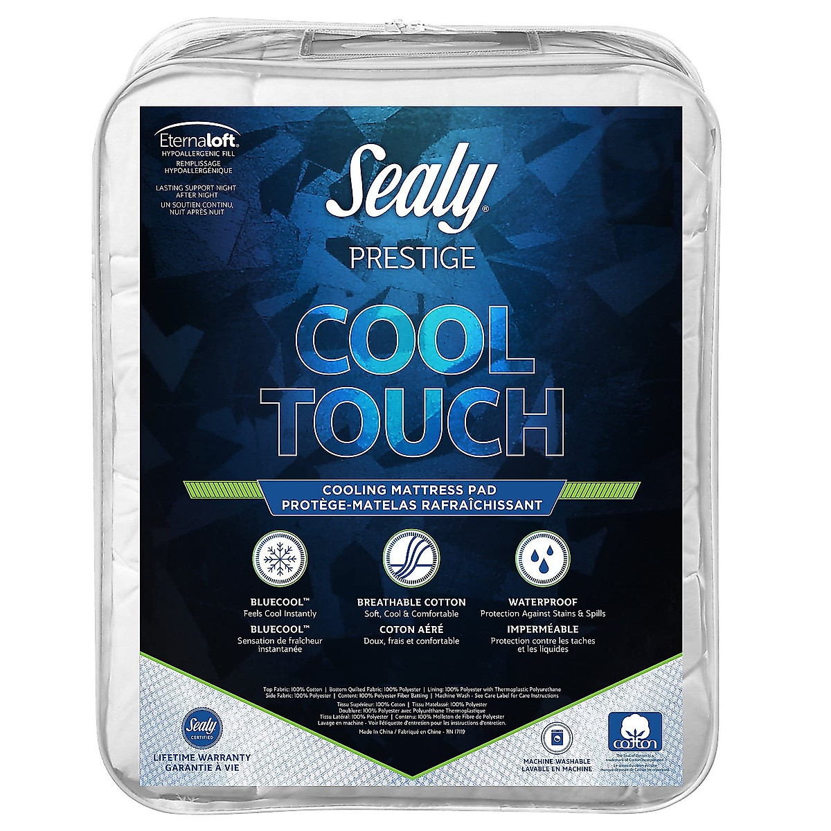 SEALY Prestige Cool Touch Mattress Pad Twin White