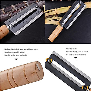 LANGCA Planer Knife, Pineapple Sugarcane Peeling Knife, High Carbon Steel and Wood Straight Handle Anti-Slip Knife, Peeling Artifact