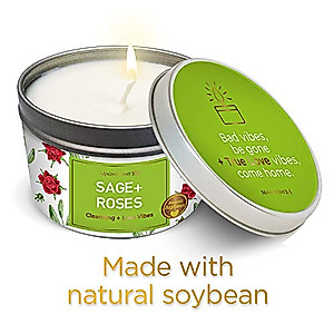 MAGNIFICENT 101 SAGE + Roses Aromatherapy Candle for House Energy Cleansing, Banishes Negative Energy I Purification and Chakra Healing - Natural Soy Wax Tin Candle for Aromatherapy 6oz