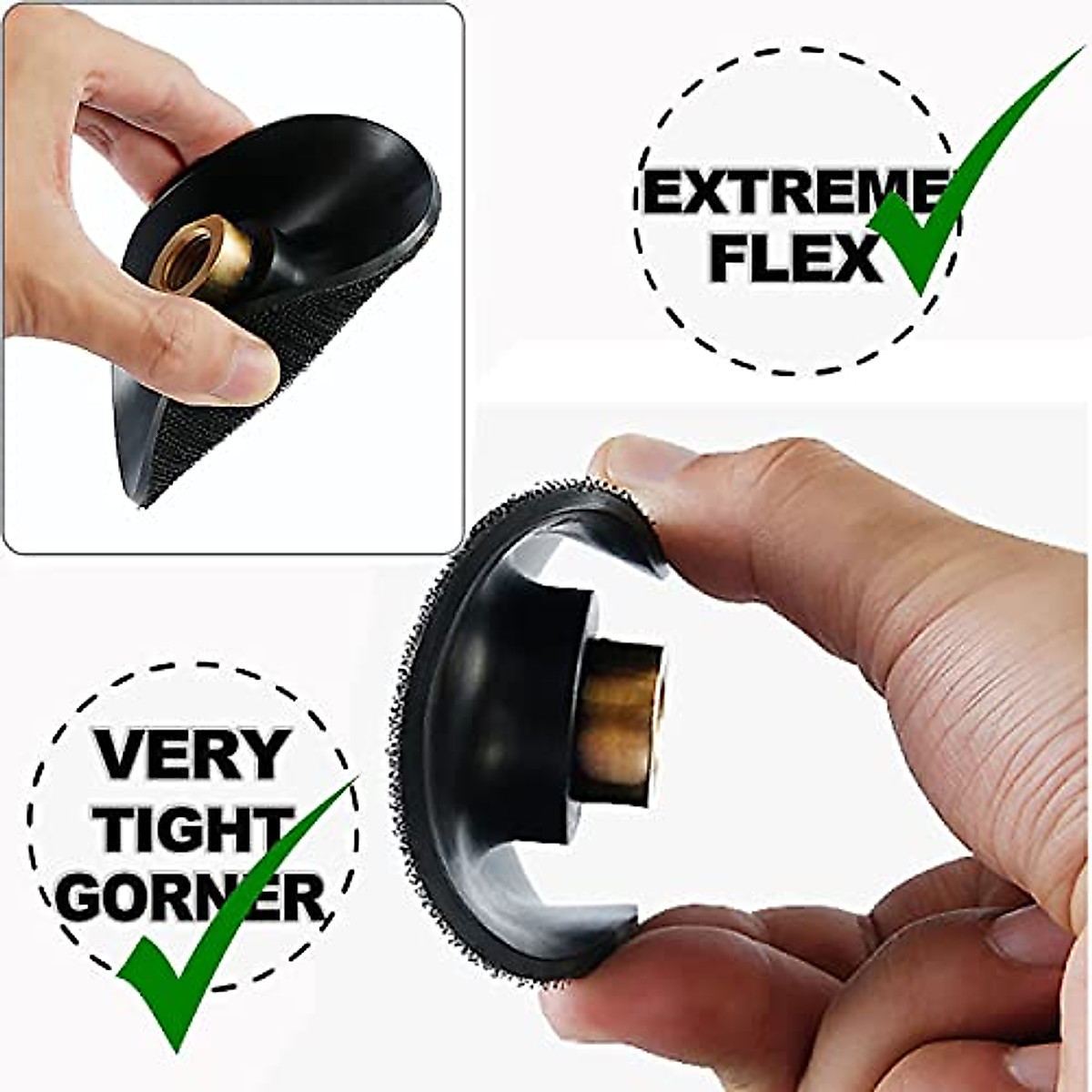 Extra Flexible Backer Pad Rubber Backing Pad for Edges, Tight Corner Polishing,Hook&Loop Back Holder - Arbor 5/8" 11