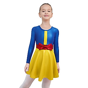 EQSJIU Girls Princess Costume Dress up Birthday Party Cosplay Halloween Outfits Dresses Bowknot 7-8 Years