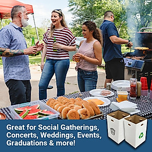 42-Gallon Corrugated Cardboard Trash, Waste, and Recycling Bins (10 Pack, White) – Popup Style Containers for Events, Parties, Weddings & Large Gatherings – Disposable and Reusable Cans for Multi-Use