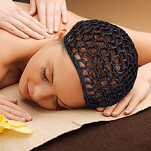 Geyoga 9 Pieces Mesh Crochet Hair Net Rayon Knit Snood Hat Thick Short Women Hairnet Snoods Cover Ornament for Sleeping (Black)