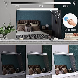 LETSFIELD Silver Lighted Vanity Mirror, LED Lighted Makeup Mirror with Aluminum Stand, Smart Touch Control, 3 Colors Lights
