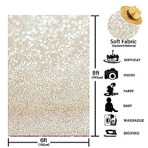 Funnytree 6X8ft Bokeh Golden Spots Backdrops for Photography Halo (Not Glitter) Sand Scale Background Professional Wedding Bridal Shower Newborn Baby Portrait Photo Studio Props