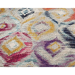 SAFAVIEH Monaco Collection 5'1" x 7'7" Multi MNC242F Ogee Trellis Watercolor Distressed Non-Shedding Living Room Bedroom Area Rug