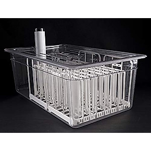 LIPAVI N20X Sous Vide Rack with Anti Float - Adjustable, Collapsible, Ensures even warmin - Polycarbonate with 316L Stainless steel weights - Square L:7.8 W:6.4 H:6.6 inch - Fits LIPAVI C20 Container