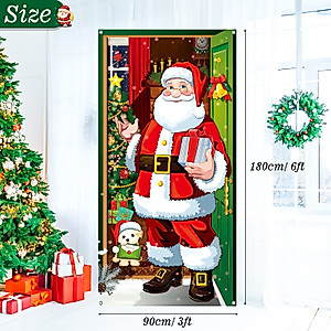 Christmas Door Cover Decoration Christmas Santa Claus Door Cover Xmas Door Hanging Banner Christmas Santa Background Banner for Home Front Door Holiday Christmas Decoration (Bright)
