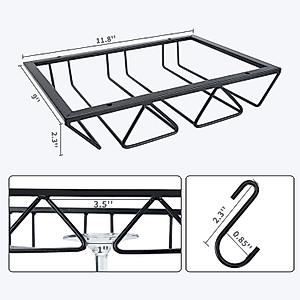 PTBeenta Wine Glass Rack, Metal Wine Glasses Holder Under Shelf & Cabinet, Hanging Stemware Rack Organizer for Bar Cabinet Kitchen, Wine Glass Drying Racks Hanger, Black, 3 Rows 2 Pack