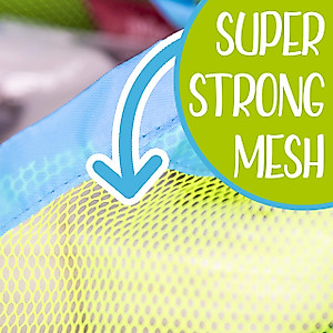 FoxPrint Mesh Beach Bags and Totes for Groceries, Shopping, Summer Pool Toys, Reinforced Carry Handles, Sand Resistant Net, Quick Snap Closure and Front Pocket, Yellow