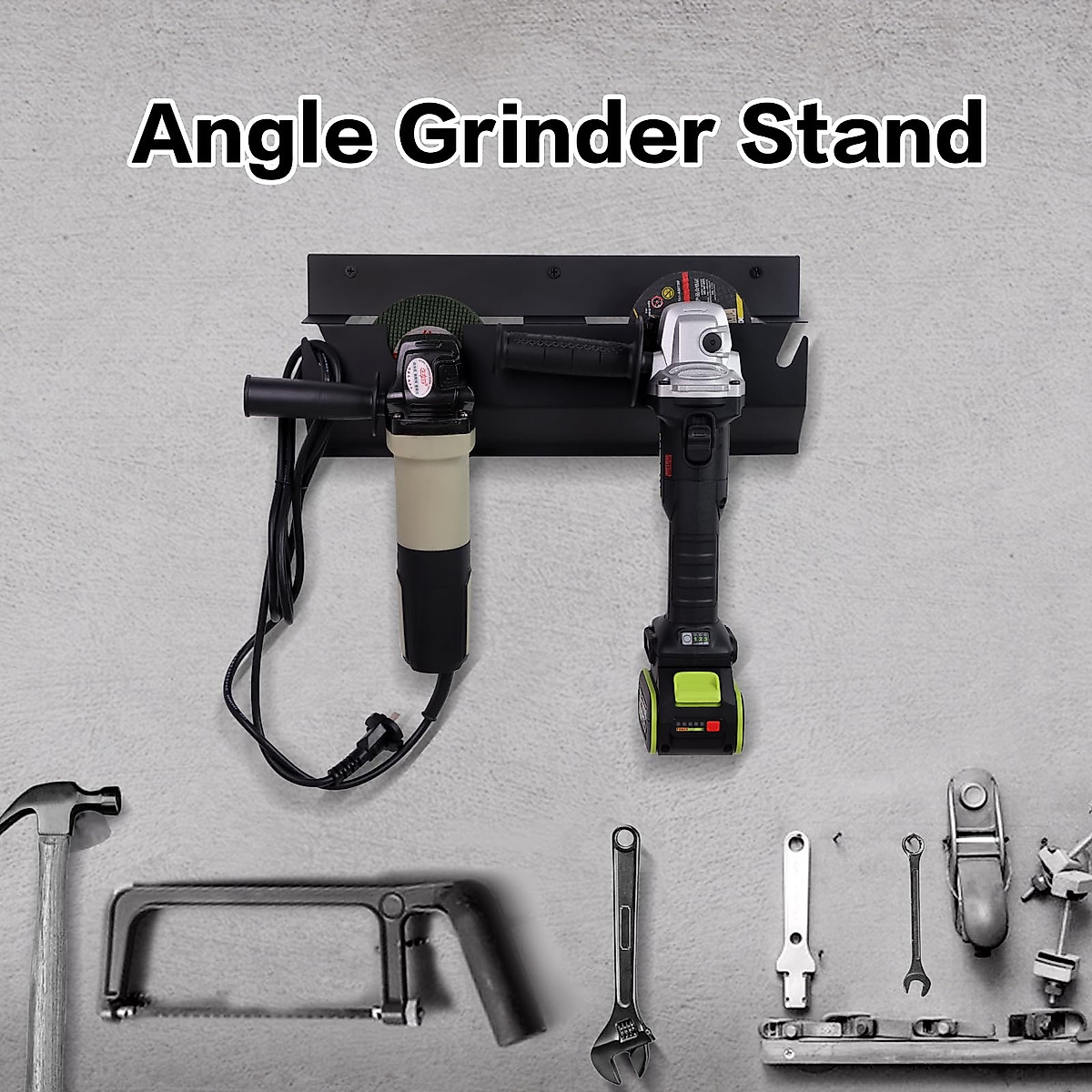 Ansonation Angle Grinder Holder, Angle Grinder Stand Storage Rack with Cord Hook, Tool Wall Mount Bracket for Angle Grinders, Waxing Machines, Polishers