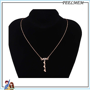 FEELMEM Pregnant Mom to Be Gift New Mom Gift 1 2 3 Baby Feet Footprint Charm Mom Heart Symbol Necklace Gift for New Mother Mommy To Be (foot-Rose gold-3)