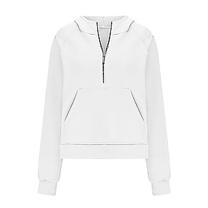 Half Zip Hoodie For Women Winter Casual Hoodies Loose Fit Winter Comfy Hooded Sweatshirts Warm Pullover Sudadera Con Cremallera Completa Tops De Gelatina Florecientes Para Mujer Workout Tops Moda