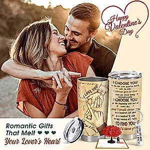 365FURY Valentine Gifts For Her, Him - Valentines Day Gifts For Wife, Husband - Romantic Gift For Girlfriend, Boyfriend - Love You More Keychain & Travel Coffee Mug Stainless Steel Tumbler 20Oz