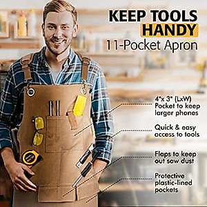 MR BRETT Work Apron, Grilling Aprons For Men With Pockets, Woodworking Tools And Equipment For DIY Projects, Bbq Accessories, Chef Apron, Welding Accessories And Tools, Kitchen Apron, Barber Apron