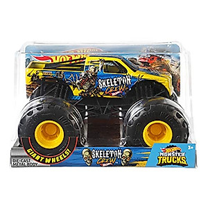 Hot Wheels Monster Trucks Skeleton Crew die-cast 1:24 Scale Vehicle with Giant Wheels for Kids Age 3 to 8 Years Old Great Gift Toy Trucks Large Scales