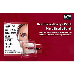 PATCH PRO Micro Eye Patch Hyaluronic Acid Fine Lines, Puffy Eyes, Forehead Lines Microneedle length 0.25mm Patches 4 Pairs