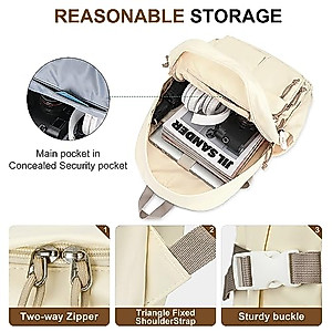 weradar Lightweight Backpack For School Teens Girls,Cute 15.6 Inch Laptop Bookbag,Water Resistant College Backpack For Women,Middle School Bag Casual Travel Daypacks(beige)
