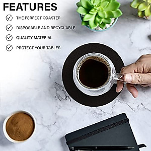 Beautiful 4 inch Black Round Coasters for Protection Against Leaks and Spills by MT Products (50 Pieces)