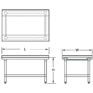 GSW Commercial Equipment Stand with Stainless Steel Top, 1 Galvanized Undershelf, 1" Upturn on 3 Sides & Adjustable Bullet Feet, 30"W x 18"L x 24"H, NSF Approved