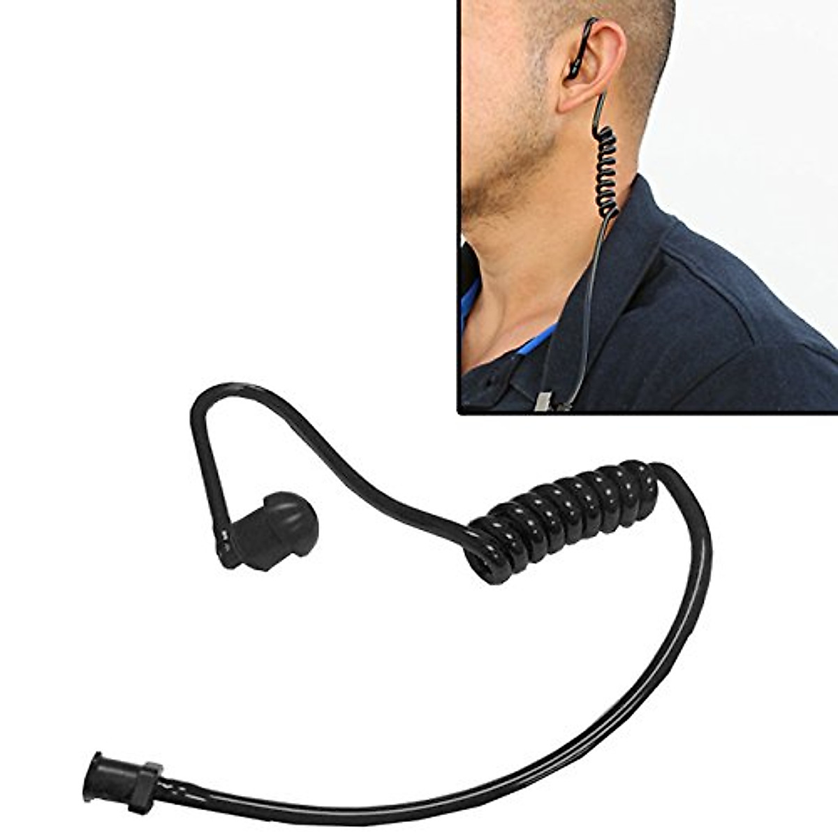 MaximalPower Twist On Replacement Black Coiled Acoustic Tube for Two-Way Radio Surveillance and Listen Only Earpiece (1 Pack)