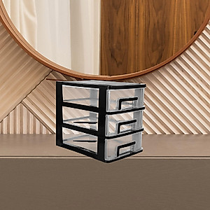VANZACK Plastic Organizers and Storag, 3-Drawer Desktop Storage Unit Plastic Drawer Storage Container for Home, Office, Bathroom Storage Cabinet